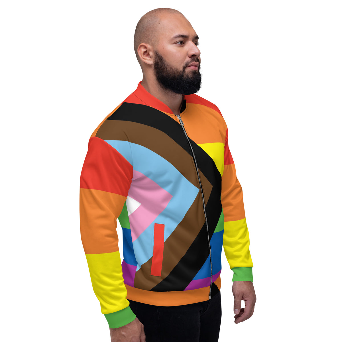 LGBTQ Pride FLags Unisex Bomber Jacket, Progress Pride Flag – SHAVA